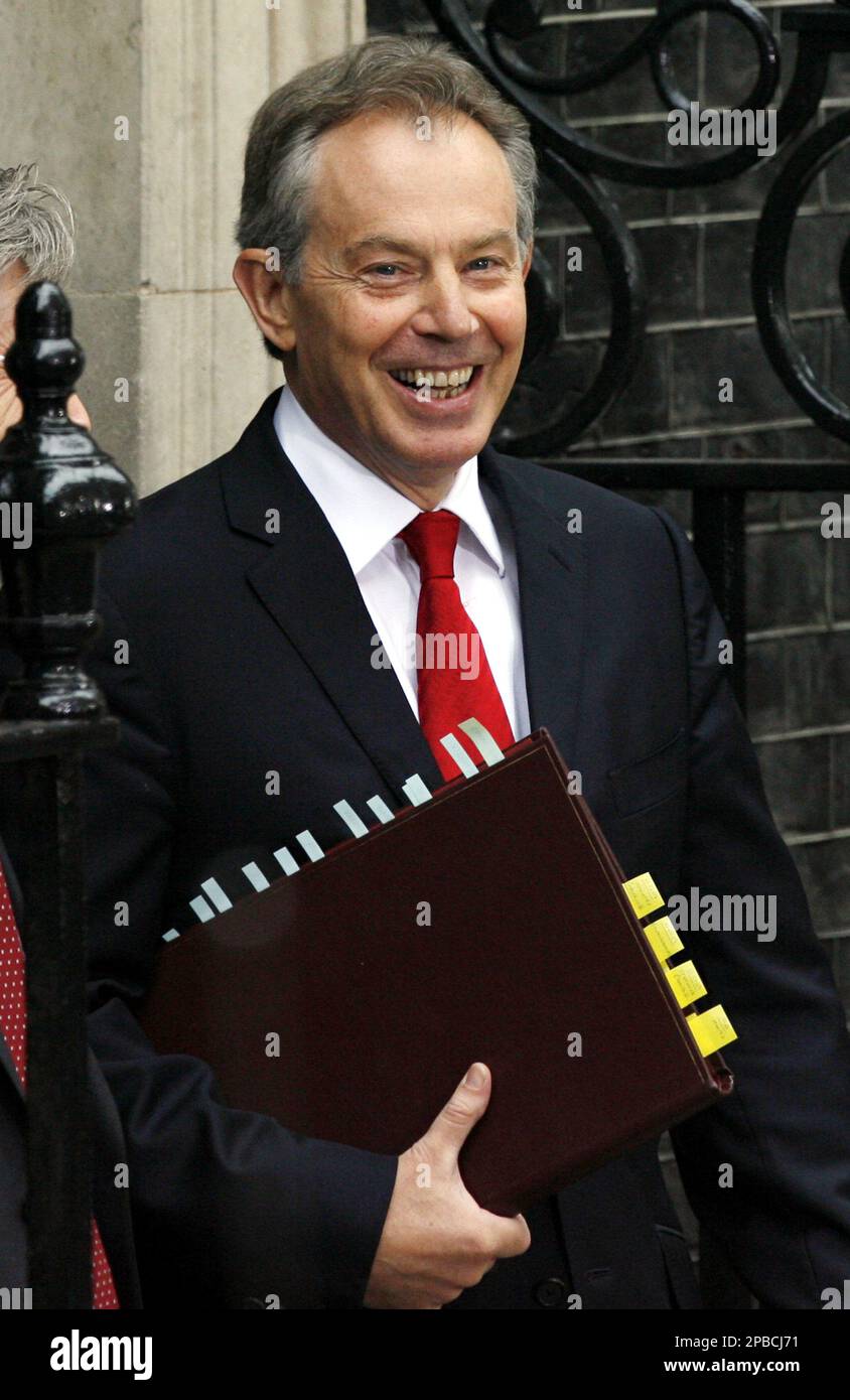 British Prime Minister Tony Blair smiles before leaving for Prime Ministers Questions in ...