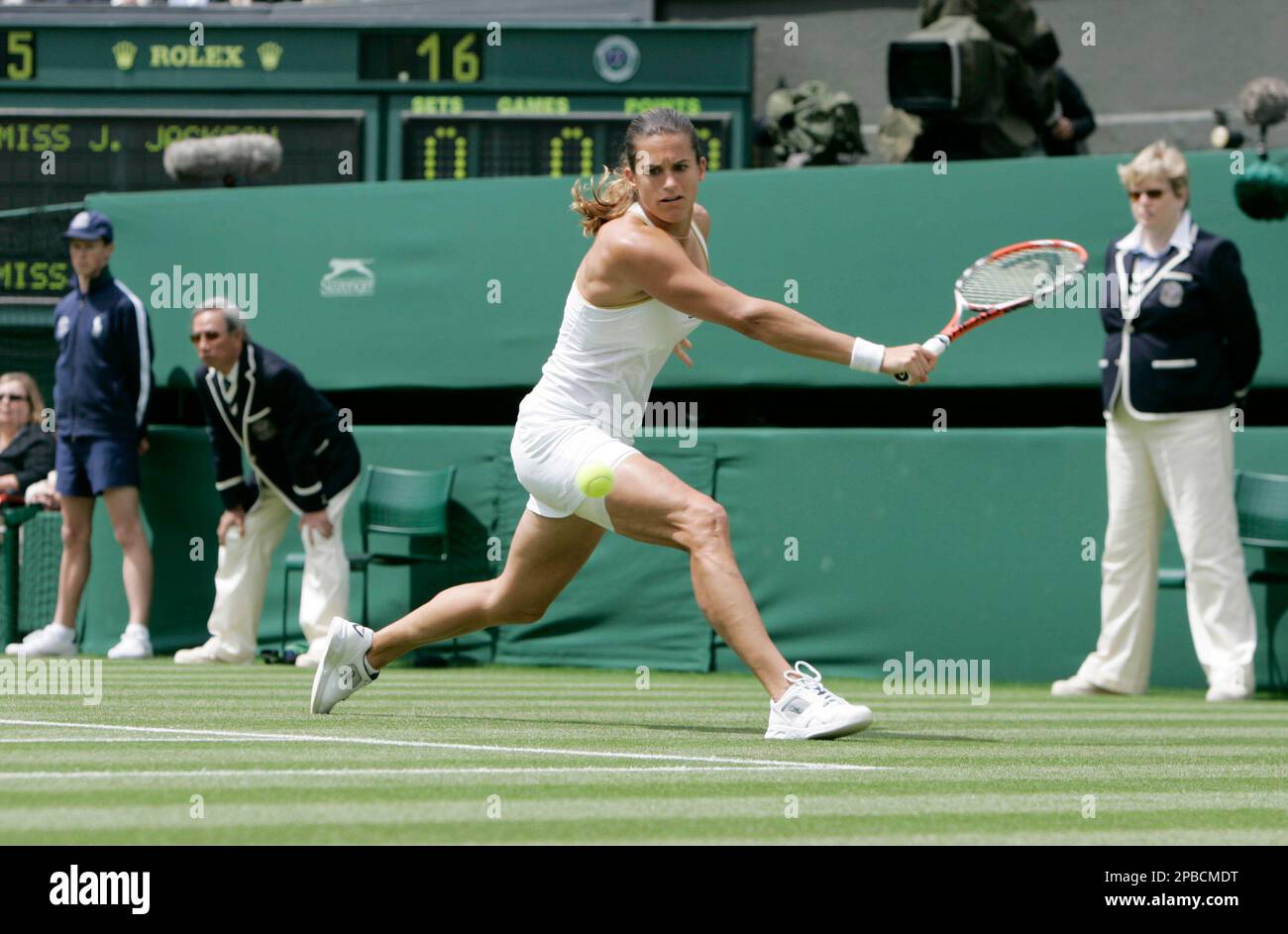 Defending champion Amelie Mauresmo returns to Jamea Jackson of the US ...