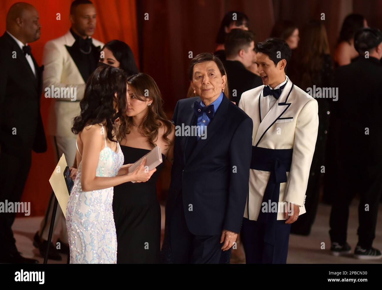 April Hong, left, and James Hong arrive at the Oscars on Sunday, March ...
