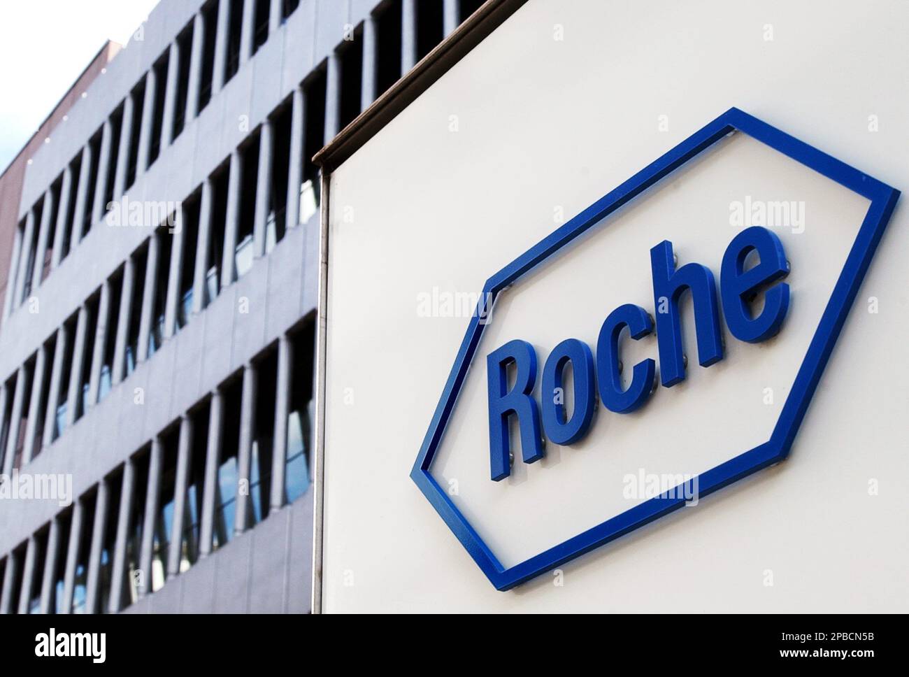 ** FILE ** Logo of Swiss drug developer Roche Holding AG in Basel in ...