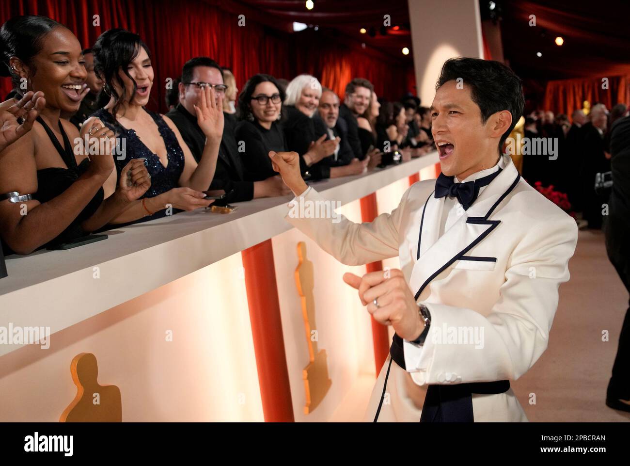 Harry Shum Jr. arrives at the Oscars on Sunday, March 12, 2023, at the ...