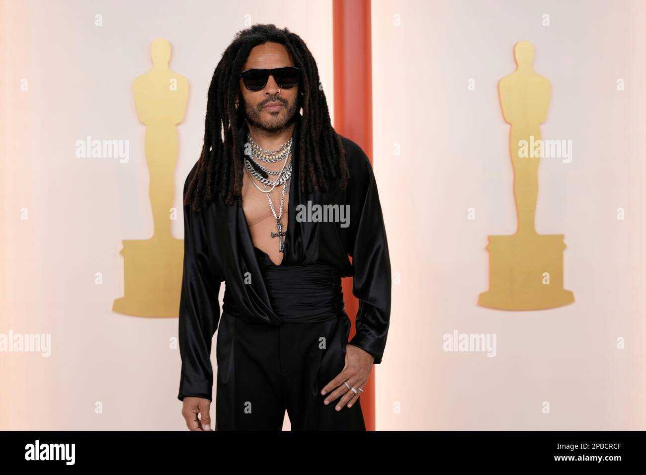 Lenny Kravitz arrives at the Oscars on Sunday, March 12, 2023, at the ...