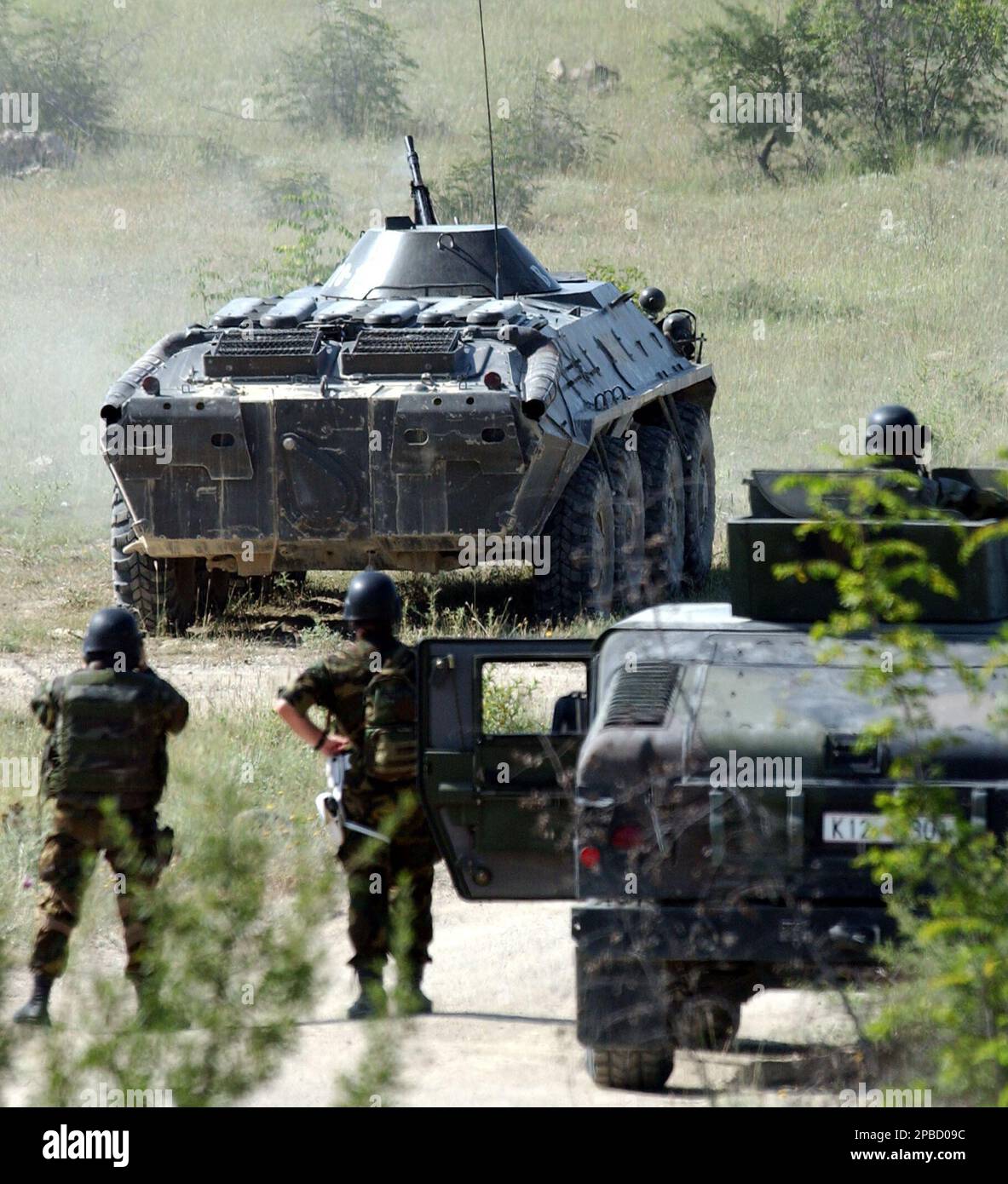 A Macedonian Army unit live fire from a Russian made BTR 80 armored ...
