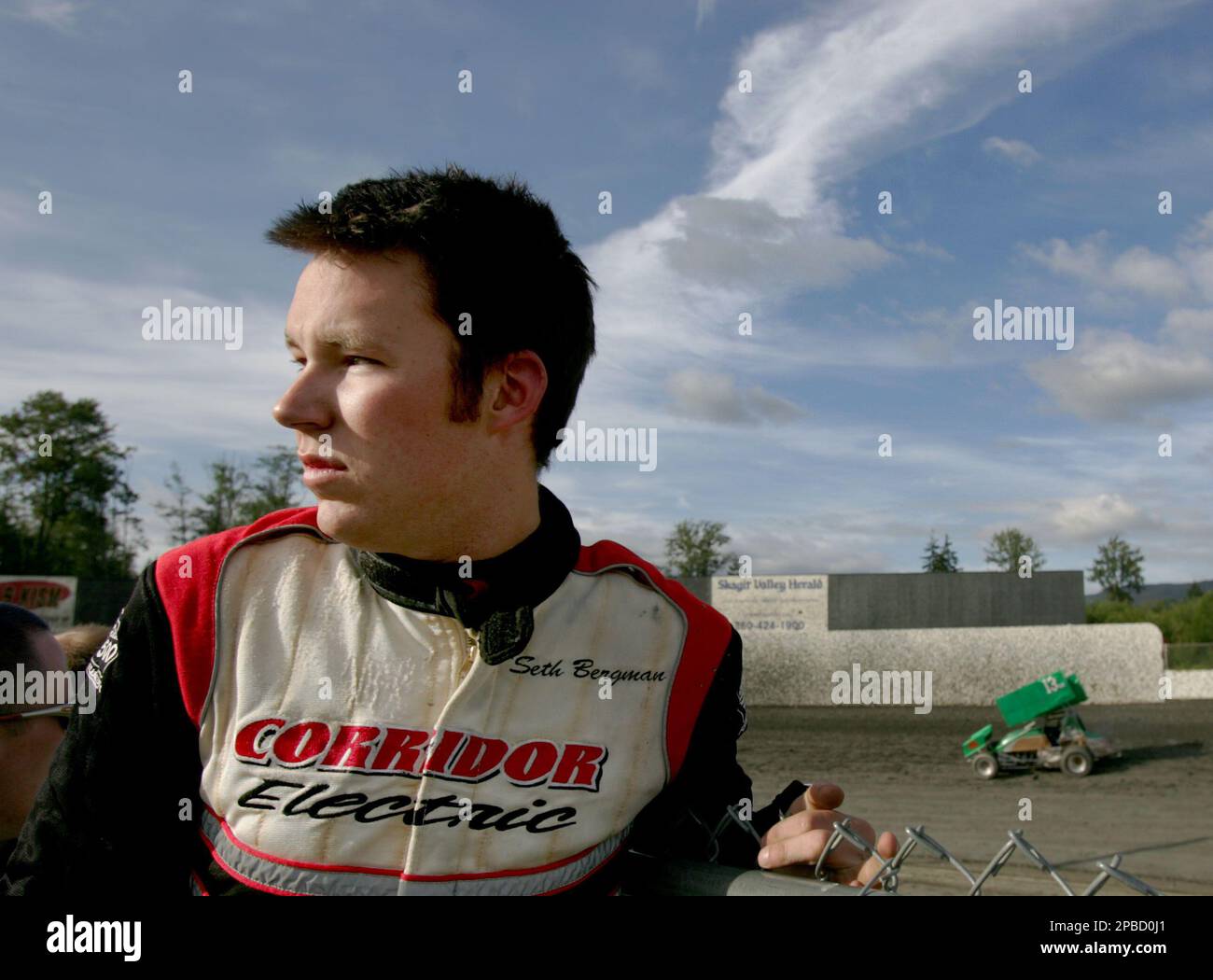 **ADVANCE FOR JUNE 23 AND 24** Sprint car driver Seth Bergman watches ...