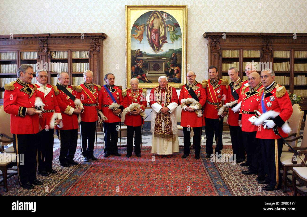 Pope Benedict XVI poses with the Grand Master of the Order of Malta Fra ...