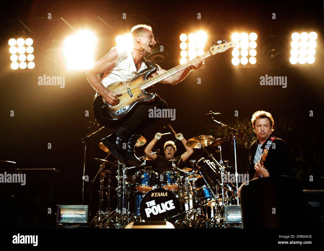 Sting, left, bassist and lead singer of the rock band, The Police ...