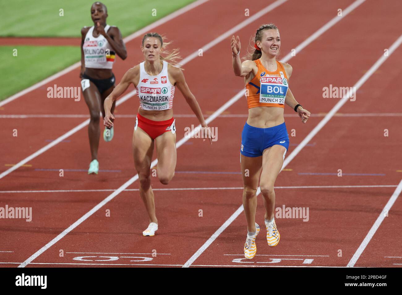 Femke BOL celebrating as approaches the finish line to win the 400m ...