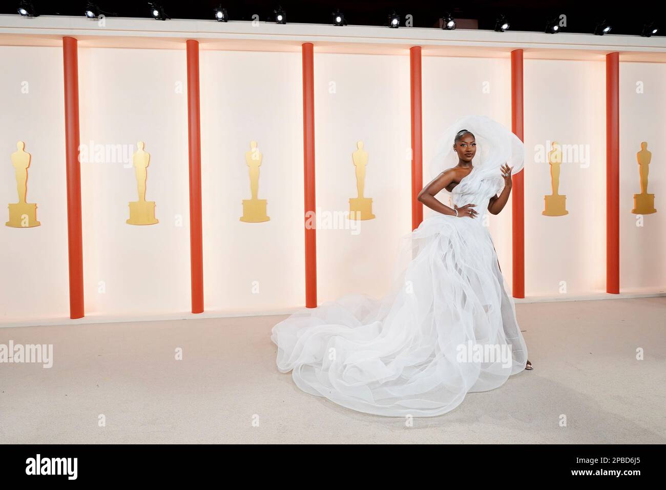 Tems arrives at the Oscars on Sunday, March 12, 2023, at the Dolby ...