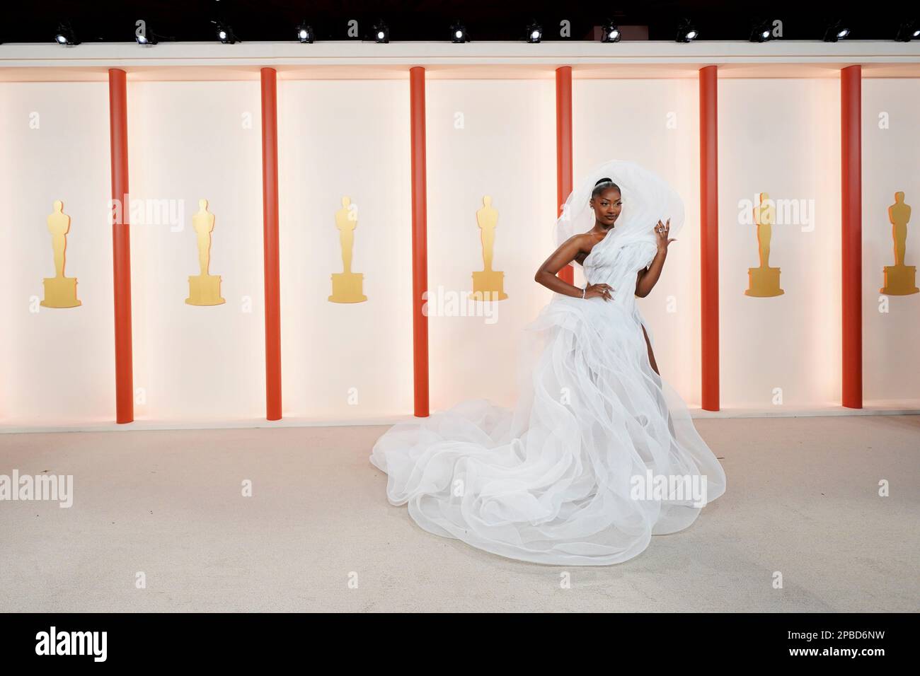 Tems arrives at the Oscars on Sunday, March 12, 2023, at the Dolby ...