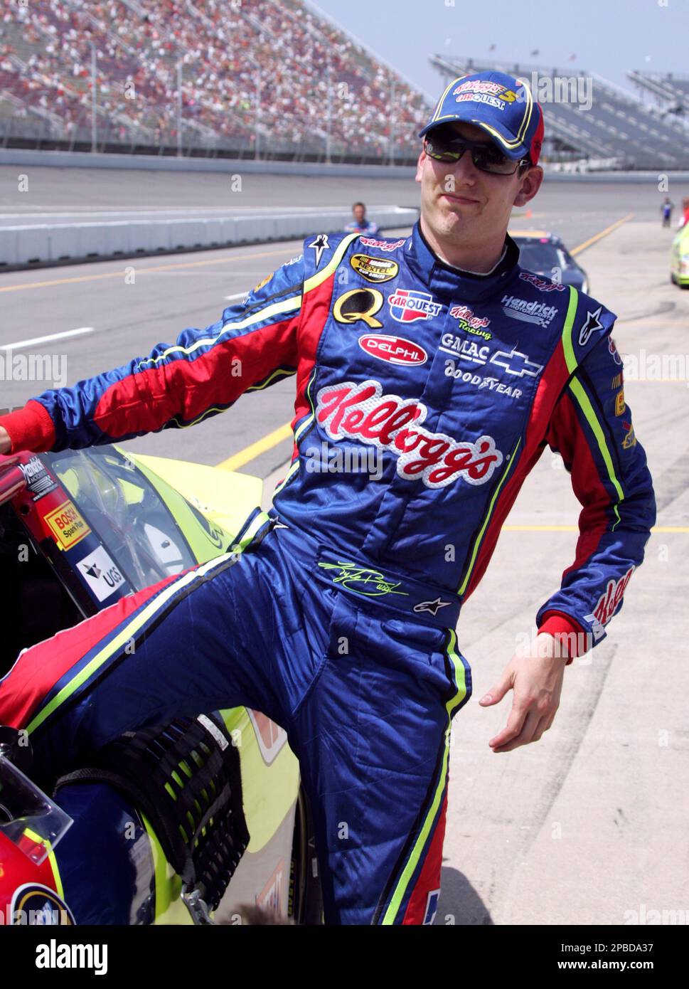 NASCAR driver Kyle Busch exits his car after qualifying for the ...