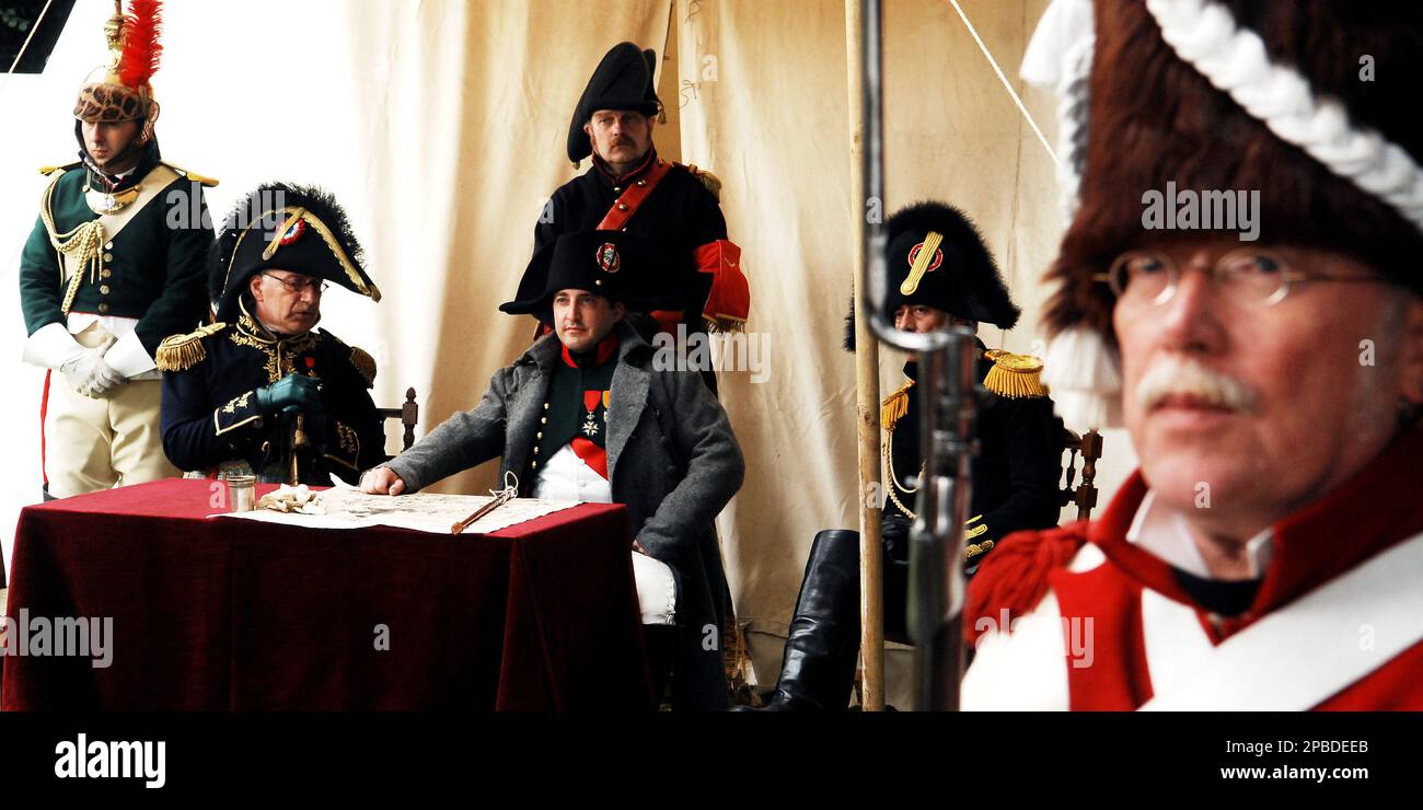 Actors re-enact the battle of Waterloo in Waterloo, Belgium, Saturday ...