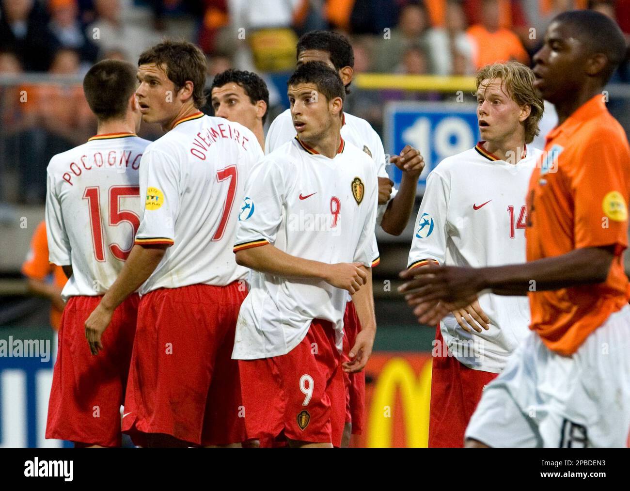 Belgium's players, l-r, Killian Overmeire, Kevin Mirallas, Tom de Mul ...