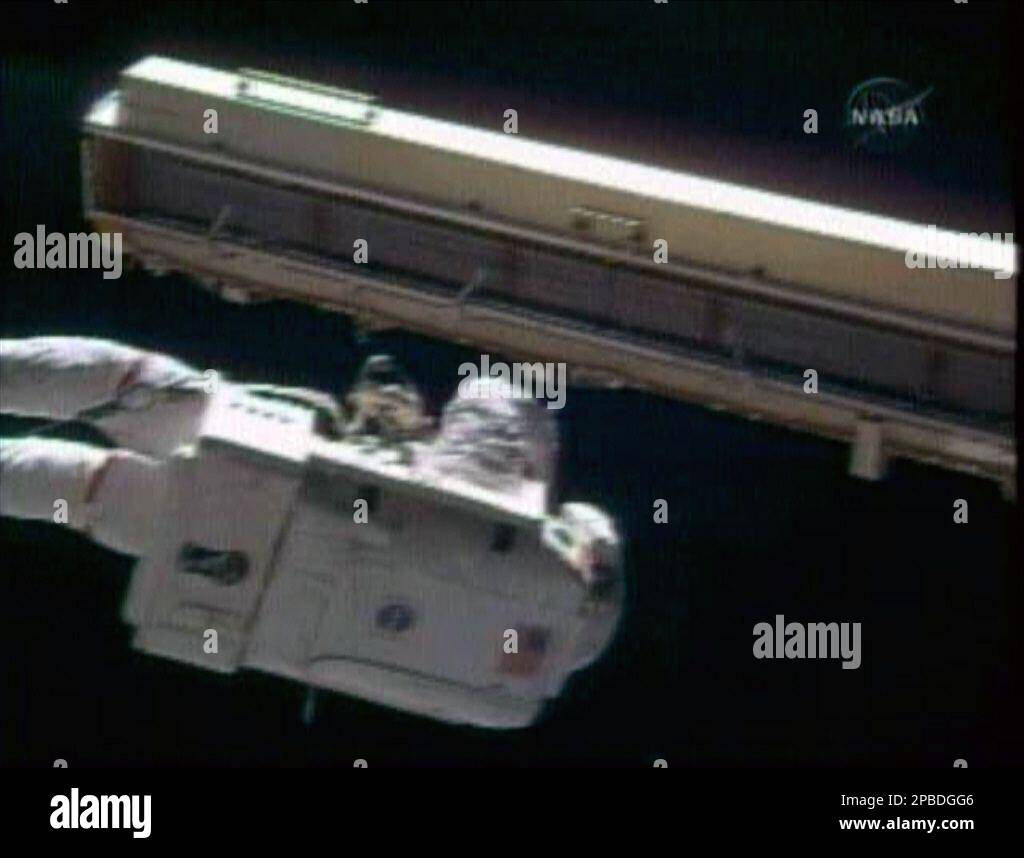 In this image from NASA TV astronaut James Reilly is shown near the ...