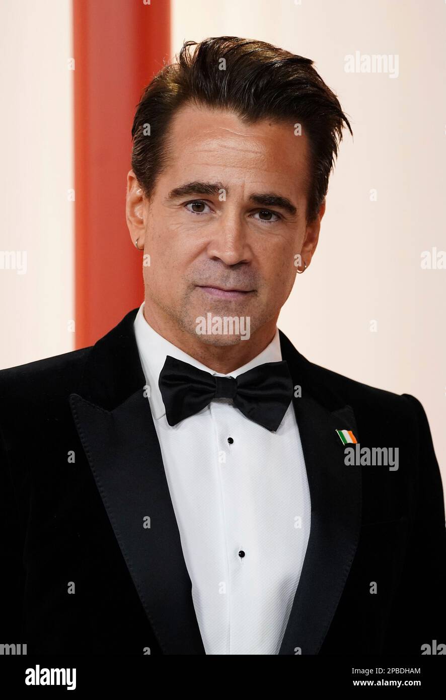 Colin Farrell arrives at the Oscars on Sunday, March 12, 2023, at the ...