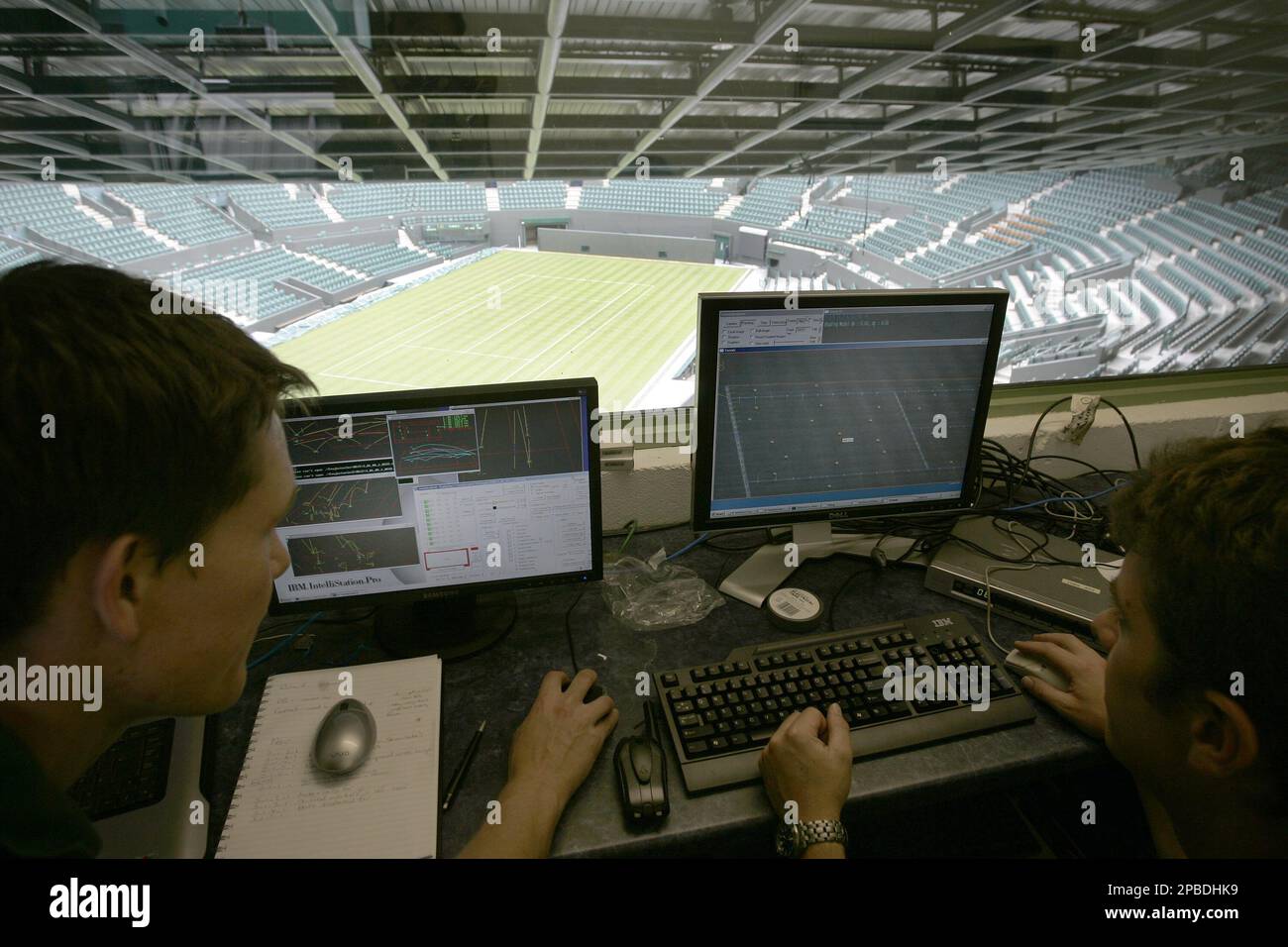 Paul Hawkins, right, Managing Director of Hawk-Eye and Paul McIlroy ...