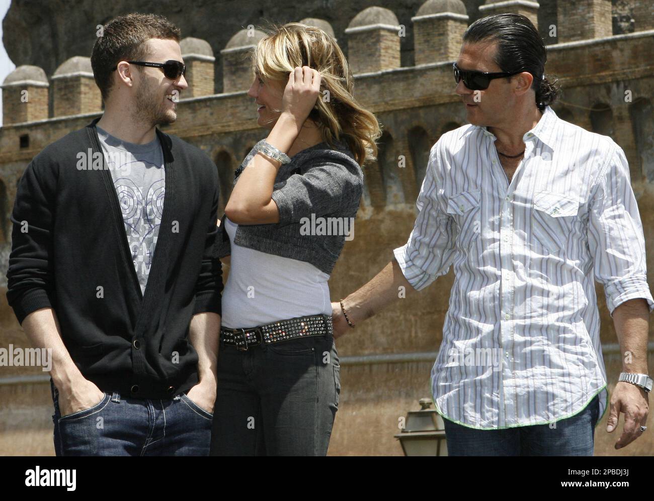 U.S. actor Justin Timberlake, left, U.S. actress Cameron Diaz, center ...