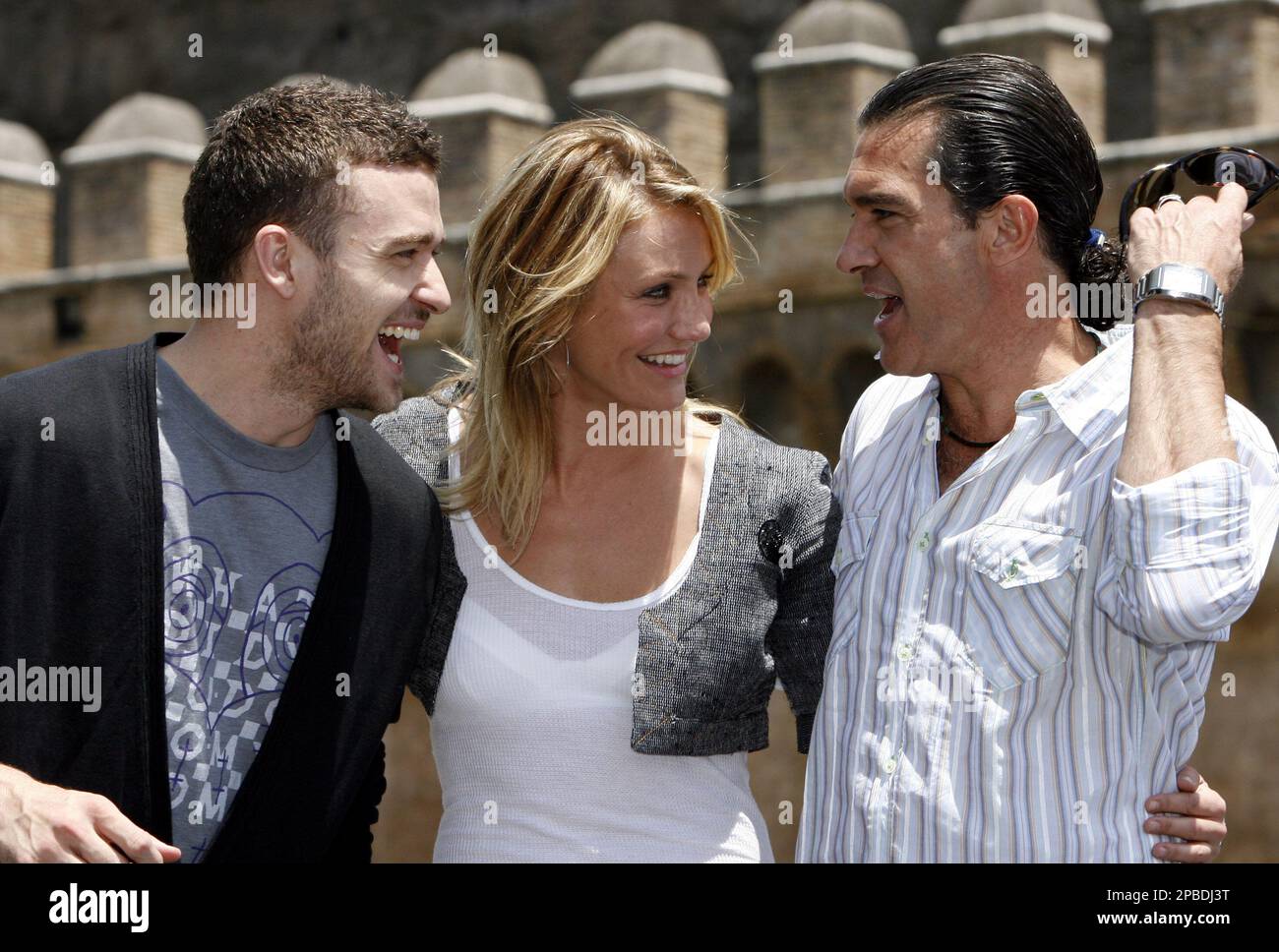 U.S. actor Justin Timberlake, left, U.S. actress Cameron Diaz, center ...