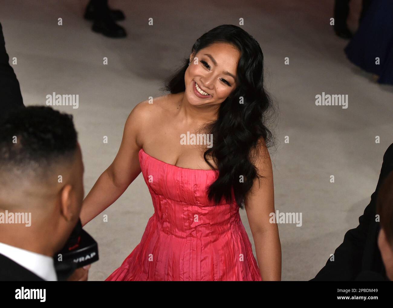 Stephanie Hsu arrives at the Oscars on Sunday, March 12, 2023, at the ...