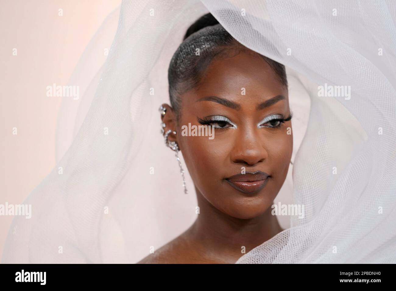 Tems arrives at the Oscars on Sunday, March 12, 2023, at the Dolby ...