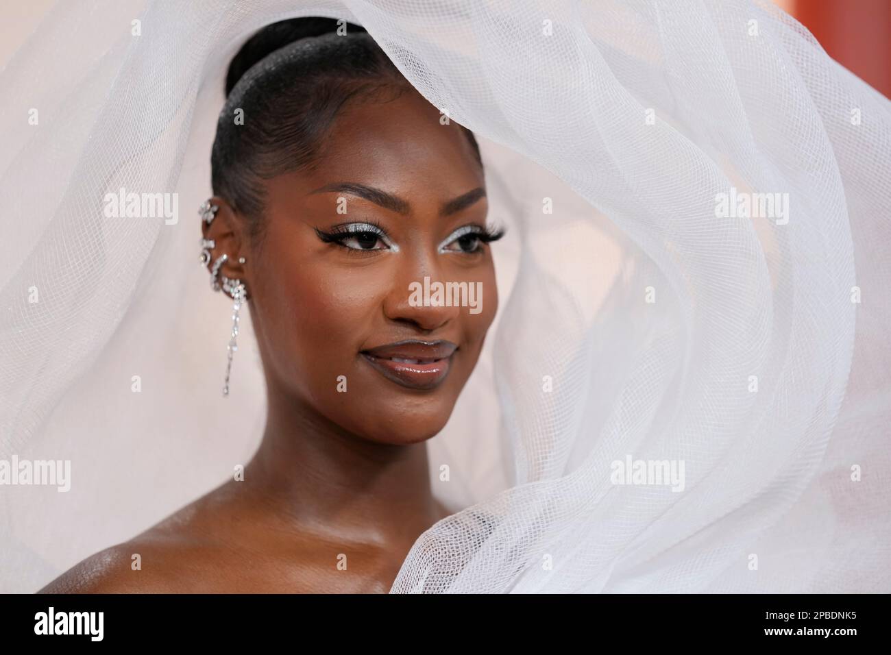 Tems arrives at the Oscars on Sunday, March 12, 2023, at the Dolby ...