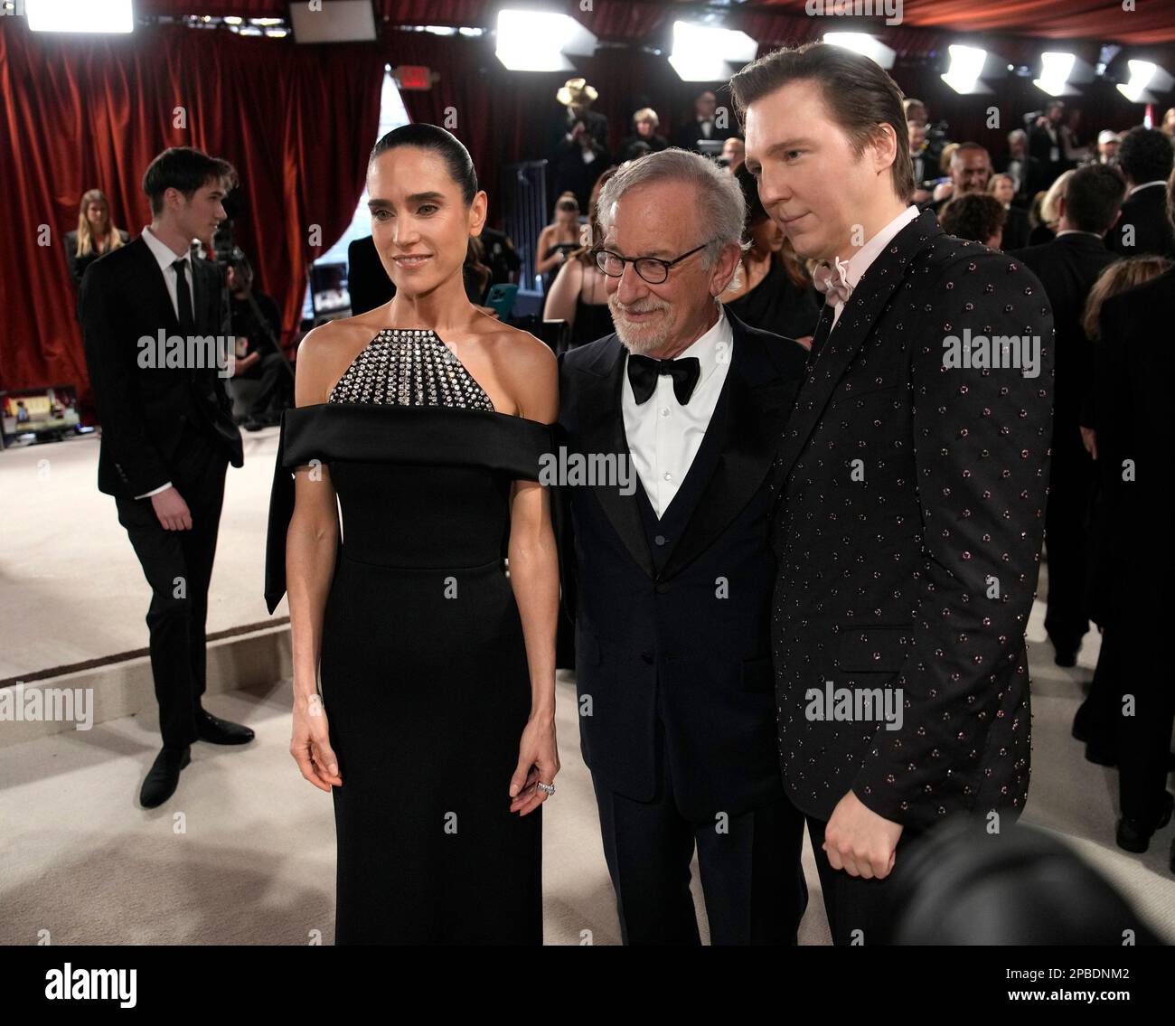 Jennifer Connelly, from left, Steven Spielberg and Paul Dano arrive at ...