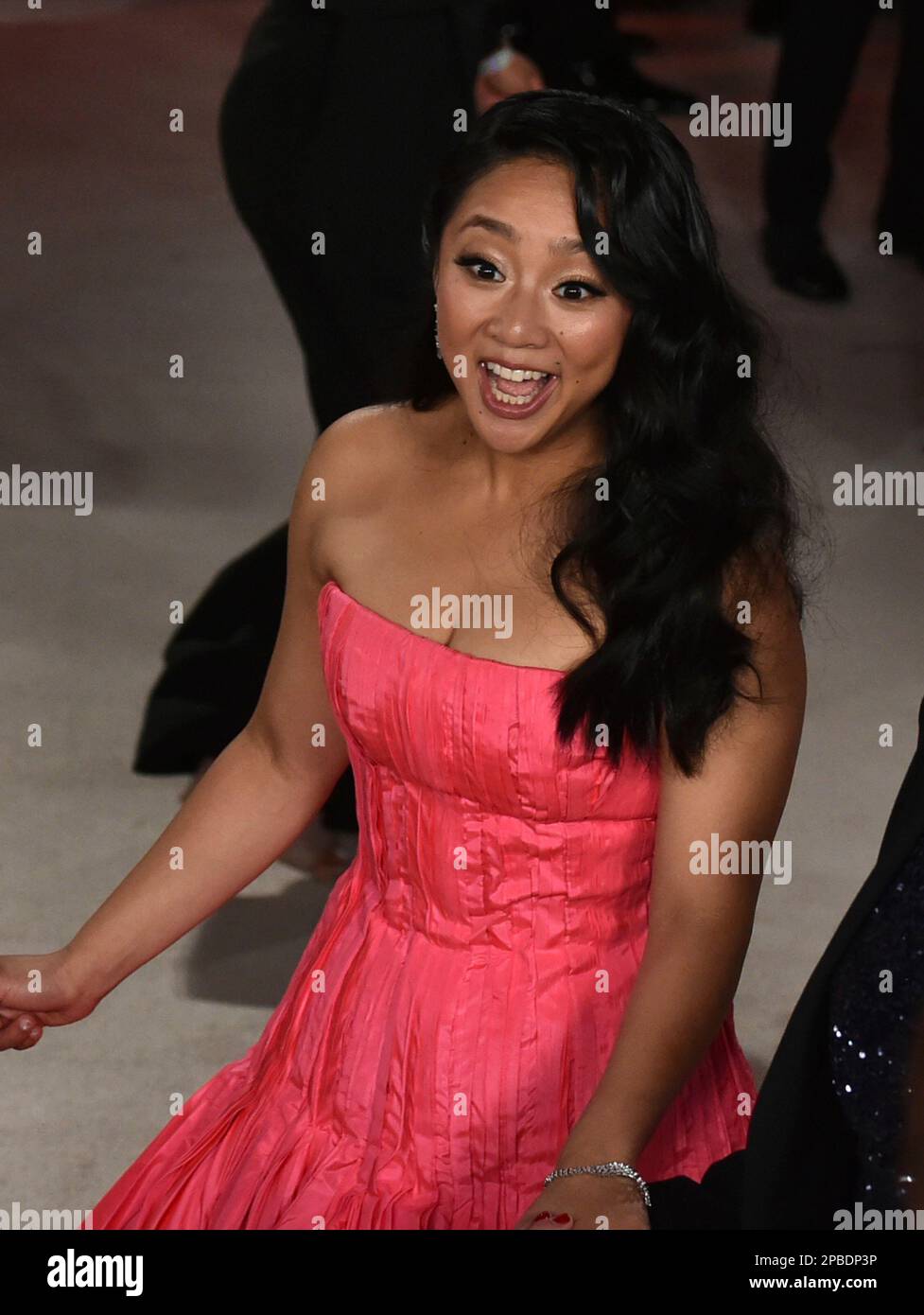 Stephanie Hsu arrives at the Oscars on Sunday, March 12, 2023, at the ...