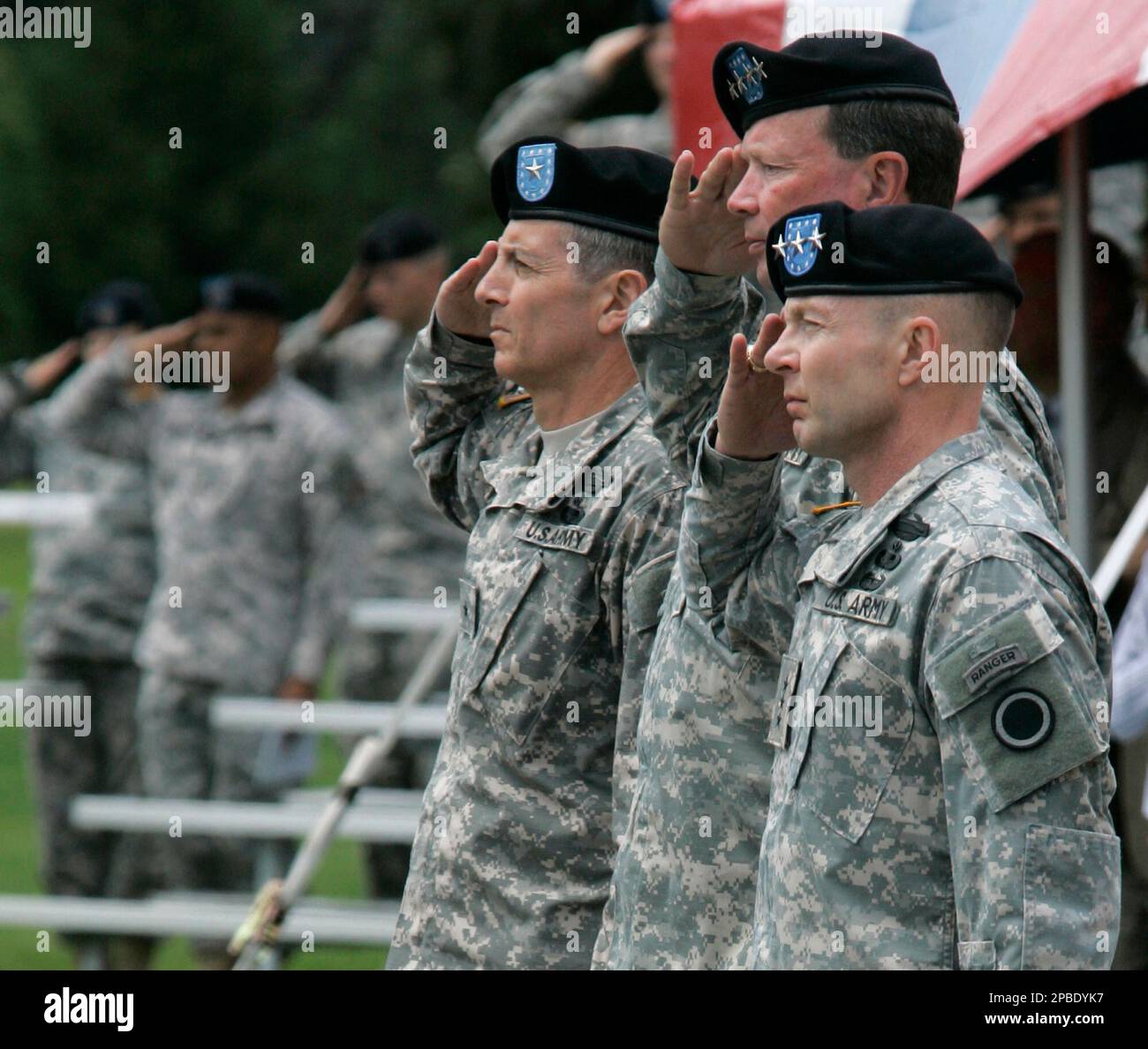 Lt. Gen. Charles Jacoby Jr., right, salutes as he stands with Gen ...