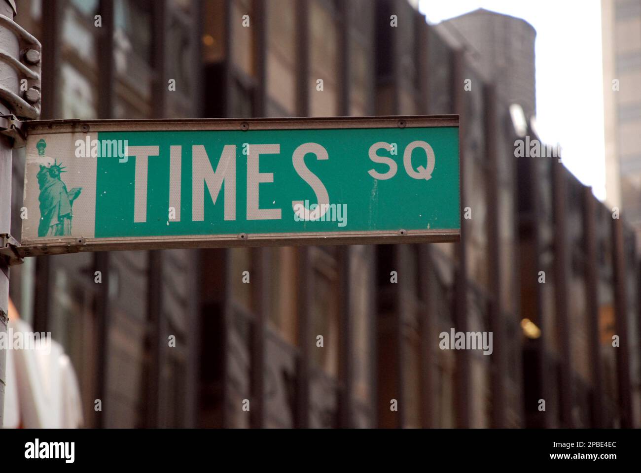 A Times Square street sign is displayed near the old New York Times ...