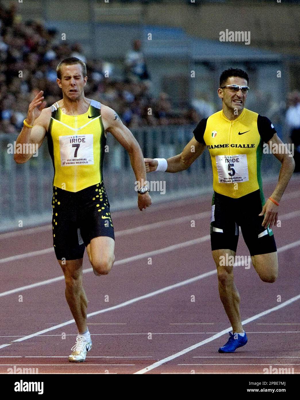 Britain's Tim Benjamin, left, in action to win the men's 400 meter at ...