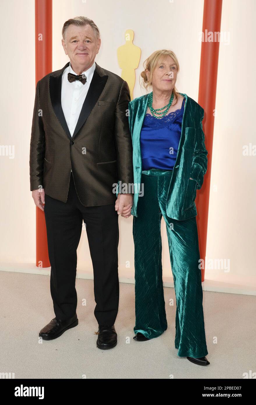 Brendan Gleeson, left, and Mary Gleeson arrive at the Oscars on Sunday ...