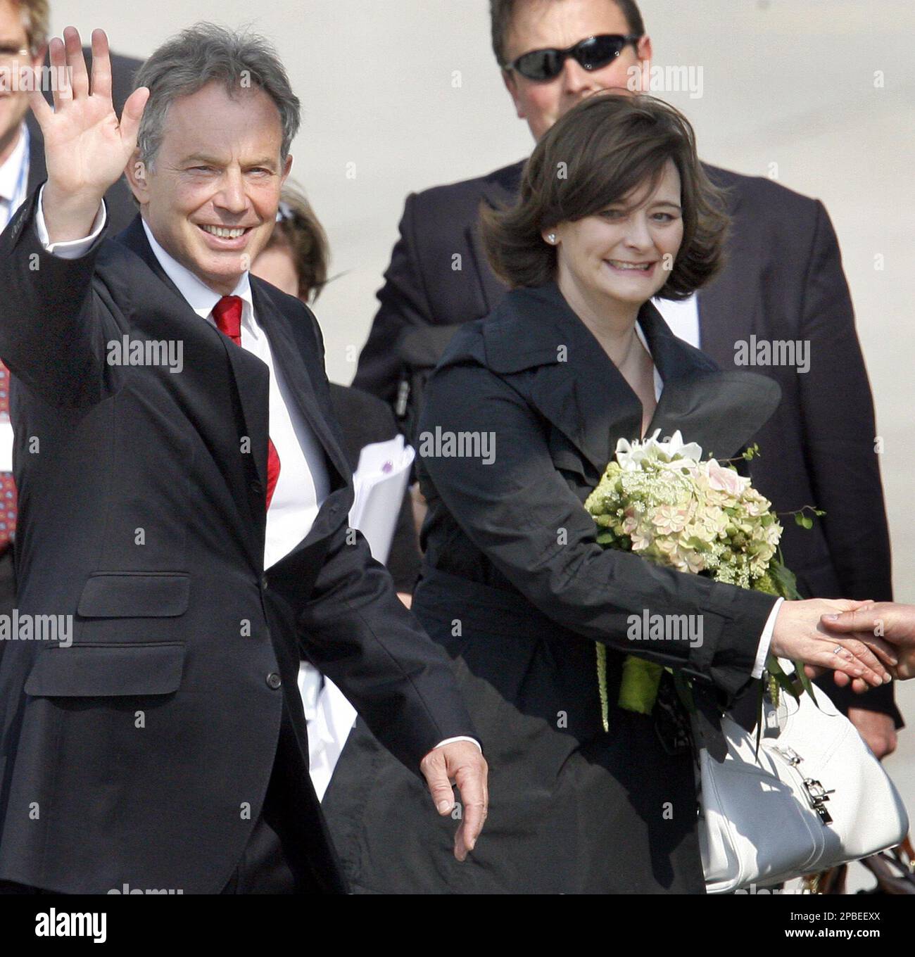 Tony Blair, Prime Minister of United Kingdom, left, and his wife Cherie ...