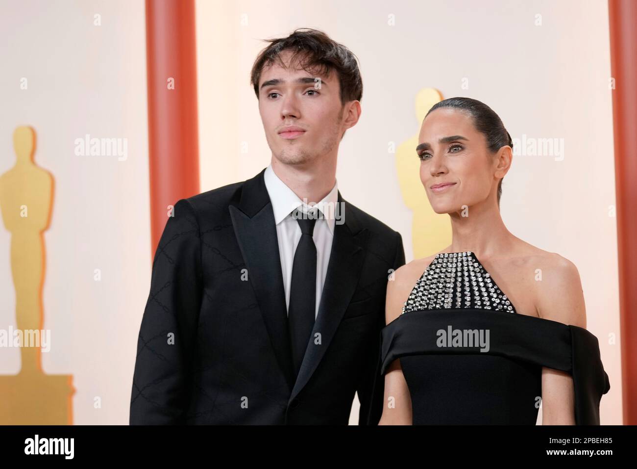 Stellan Bettany Left And Jennifer Connelly Arrive At The Oscars On