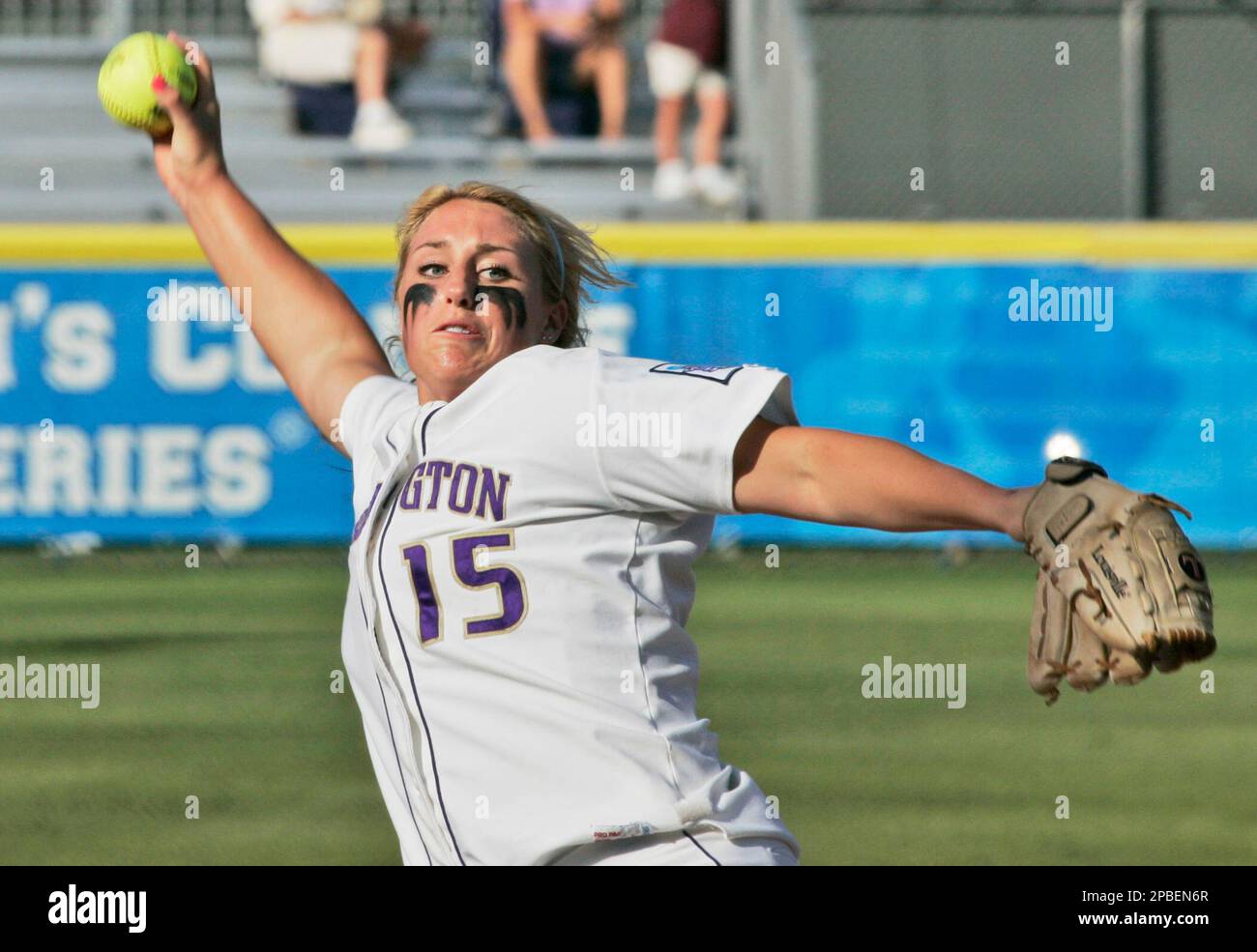 Washington's Danielle Lawrie pitches in the first inning against ...