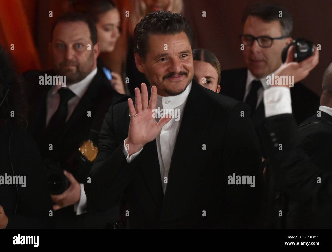 Pedro Pascal arrives at the Oscars on Sunday, March 12, 2023, at the ...