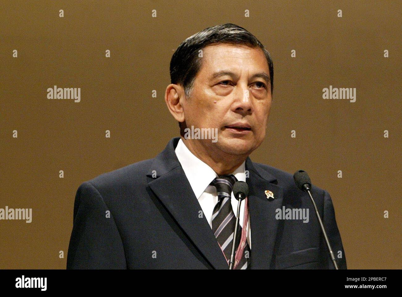 Indonesia's Minister for Defense Juwono Sudarsono speaks during a ...