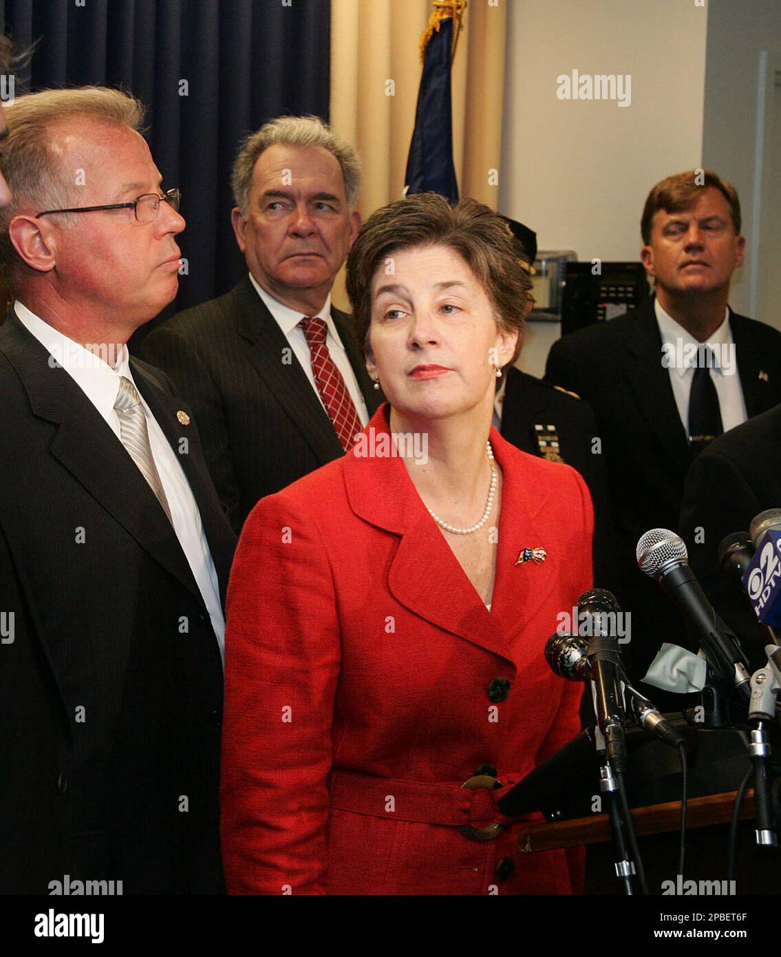 U.S. Attorney Roslynn R. Mauskopf, center, appears at an FBI news ...