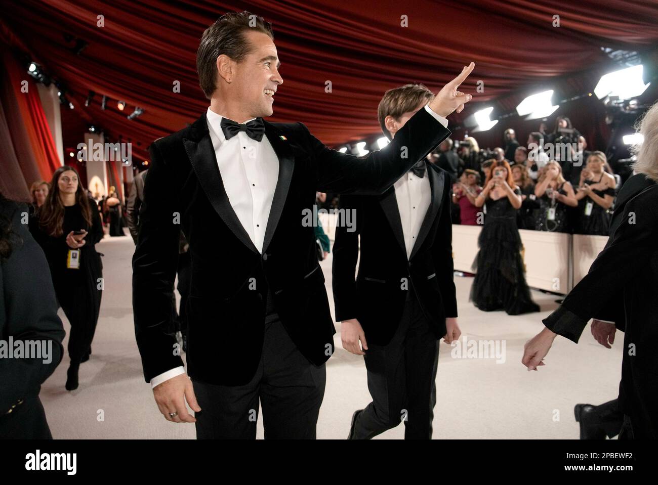 Colin Farrell arrives at the Oscars on Sunday, March 12, 2023, at the ...
