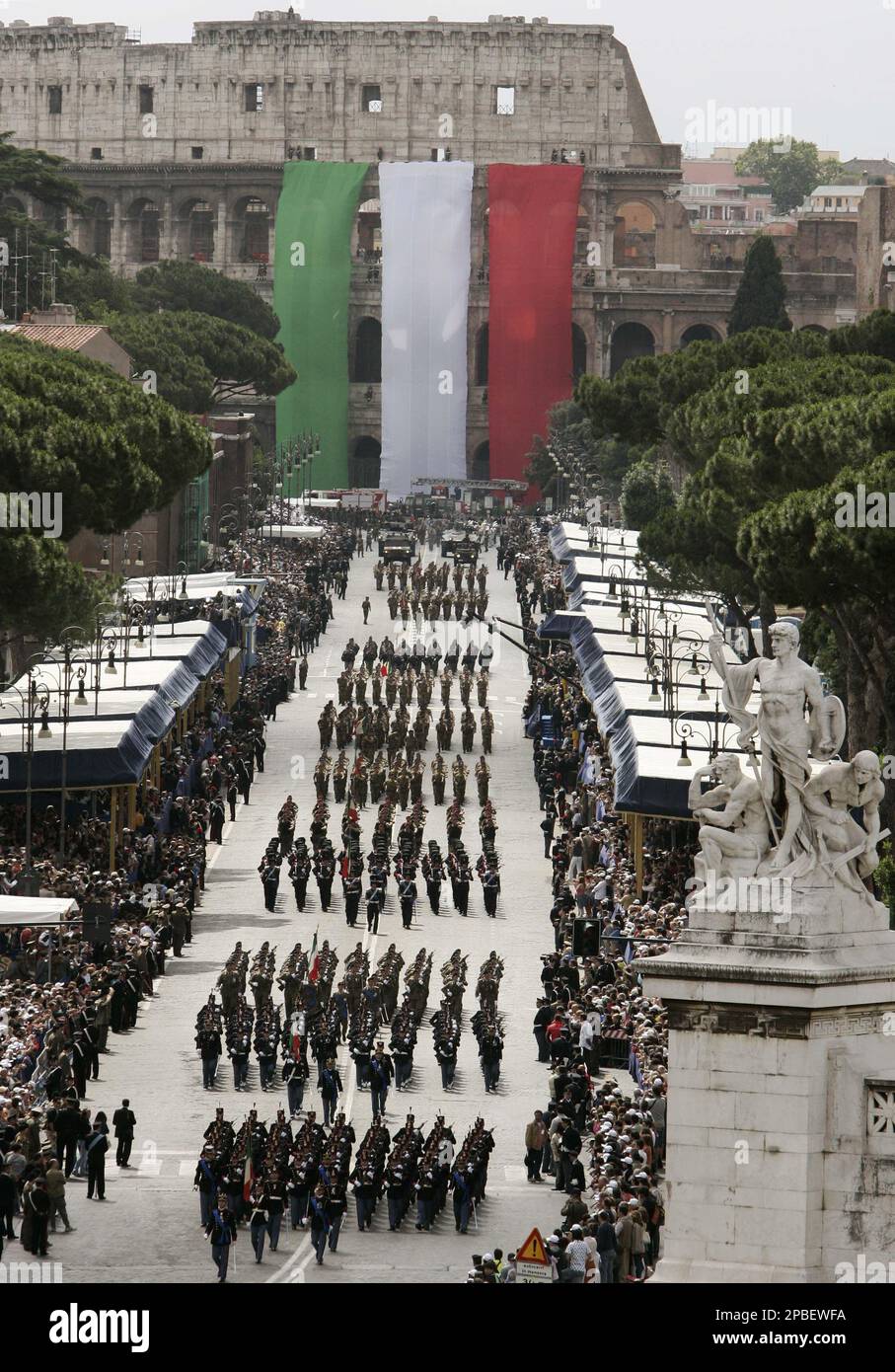 A general view of the Republic Day military parade on Fori Imperiali ...