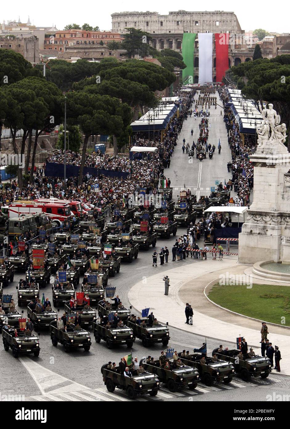 A general view of the Republic Day military parade on Fori Imperiali ...