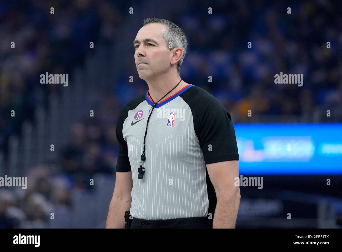 Referee Brett Nansel during an NBA basketball game between the Golden ...