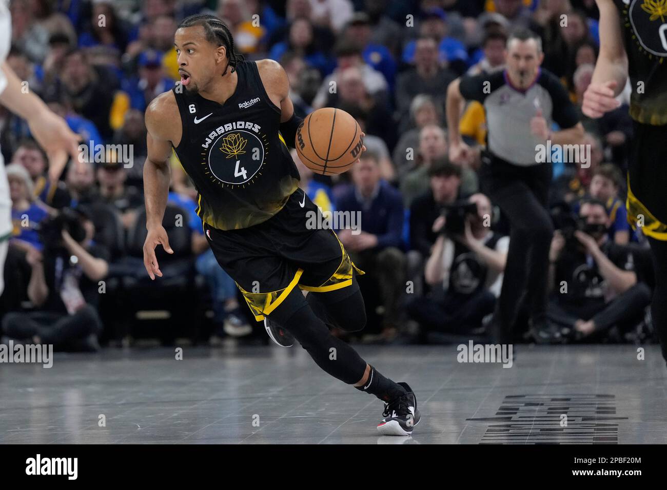 Golden State Warriors guard Moses Moody (4) during an NBA basketball ...