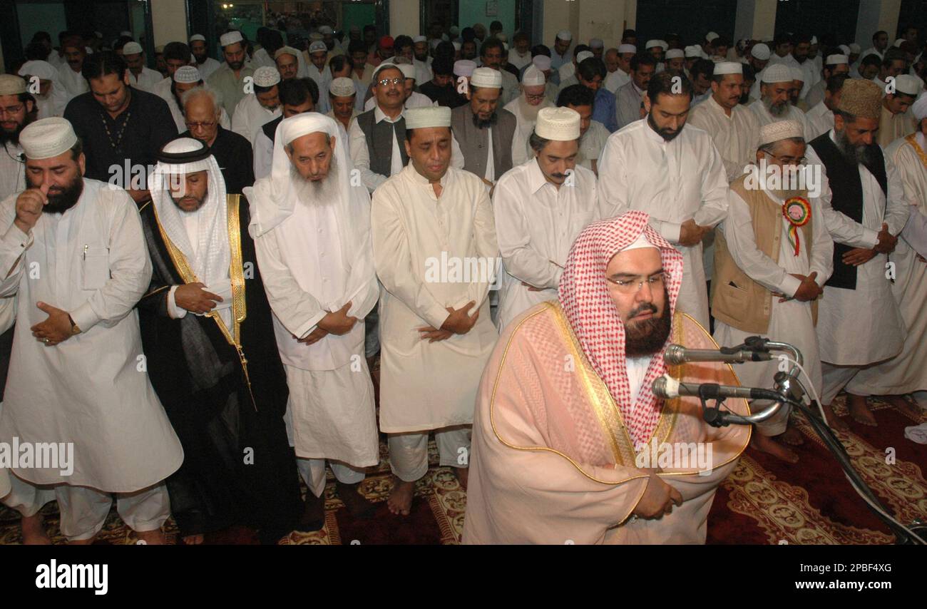 Sheikh Abdur Rehman Al-Sudais, front, leading Imam of the Grand mosque ...