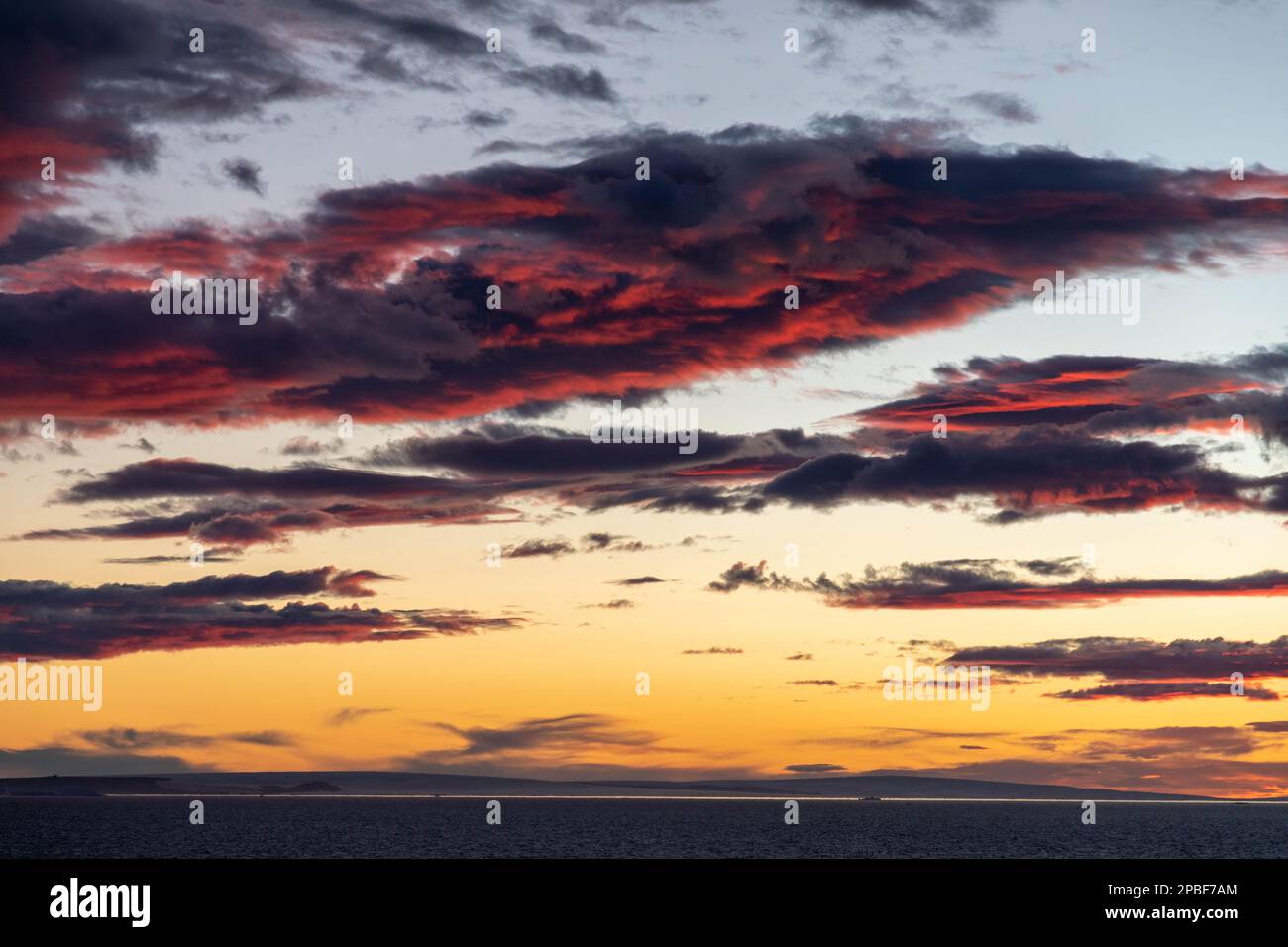 Antarctic sunset reflections on the Bransfield Strait in Antarctica ...