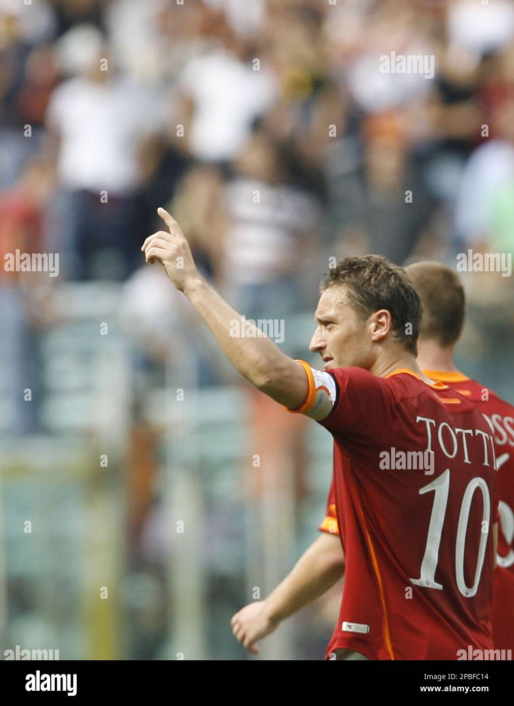 AS Roma's Francesco Totti celebrates after scoring during the Italian ...