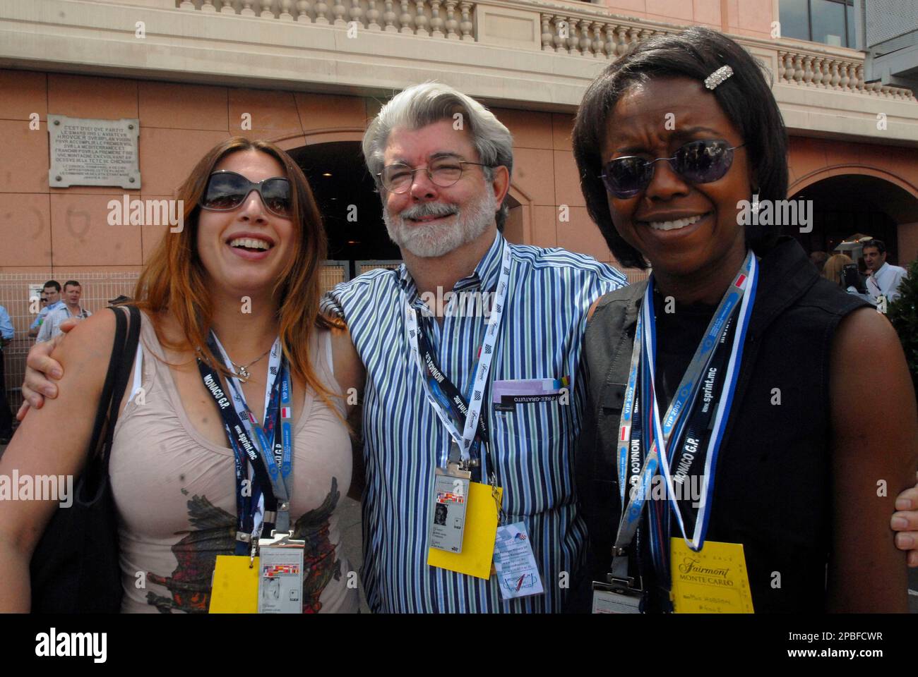 American filmmaker George Lucas, center, with girlfriend Mellody Hobson ...