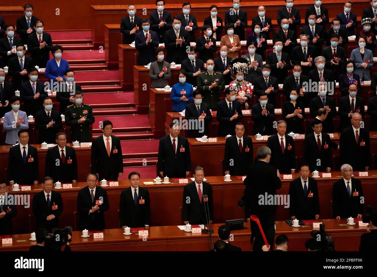Chinese President Xi Jinping, center and other delegates arrive at the ...