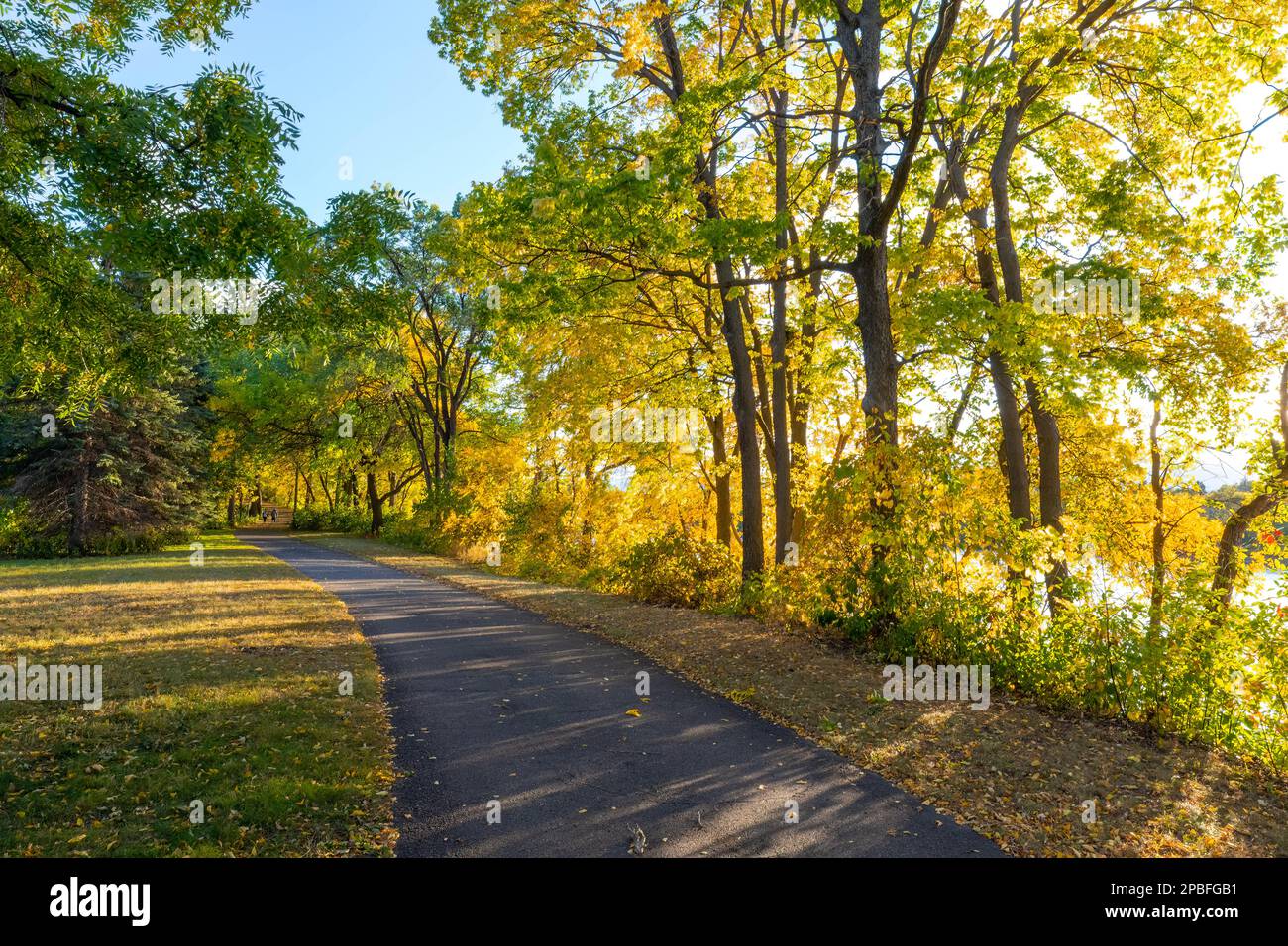 An accessible trail in Fridley Minnesota along the Mississippi River ...