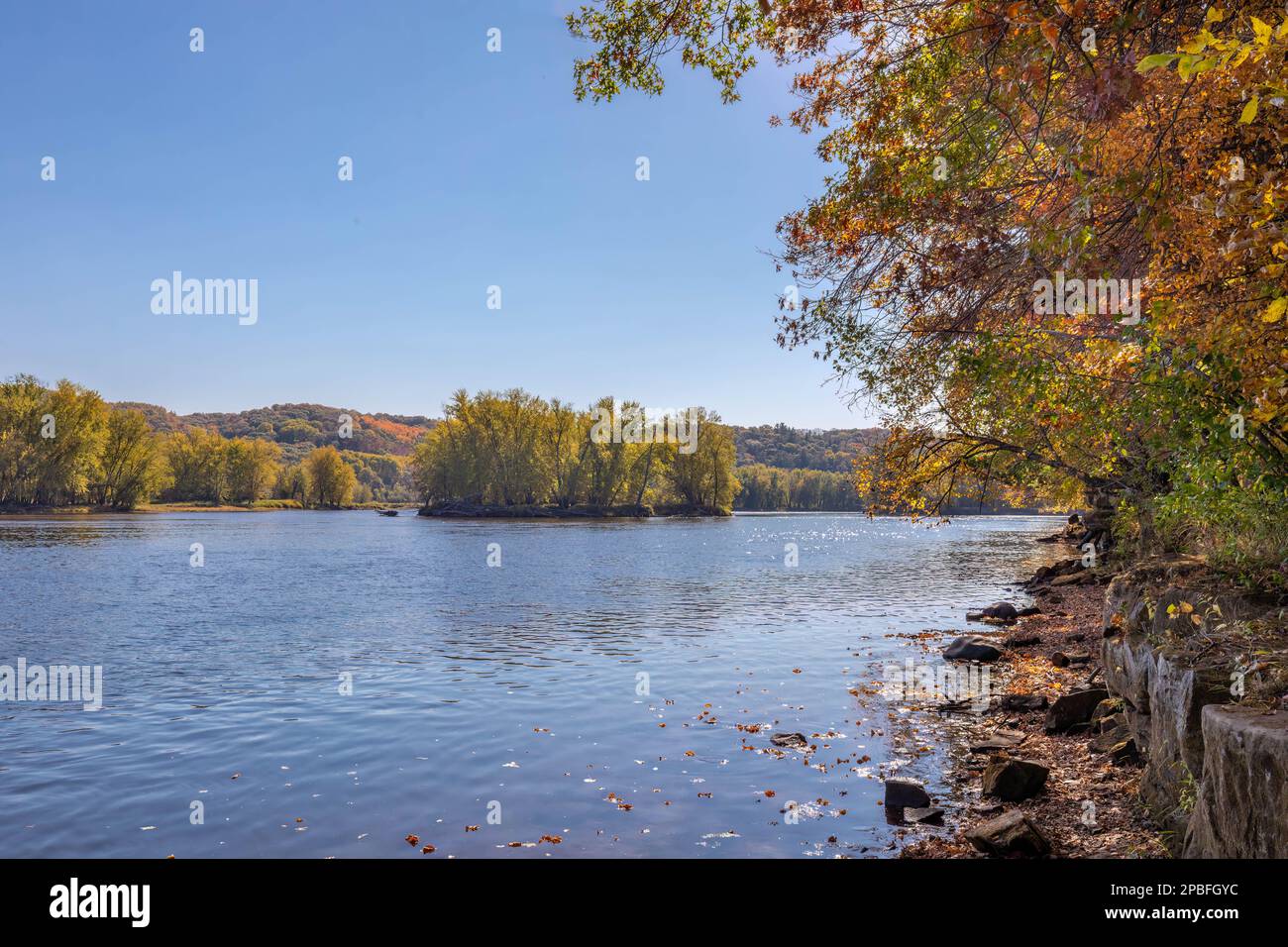 Saint Croix River in Autumn Fall Colors Stock Photo - Alamy