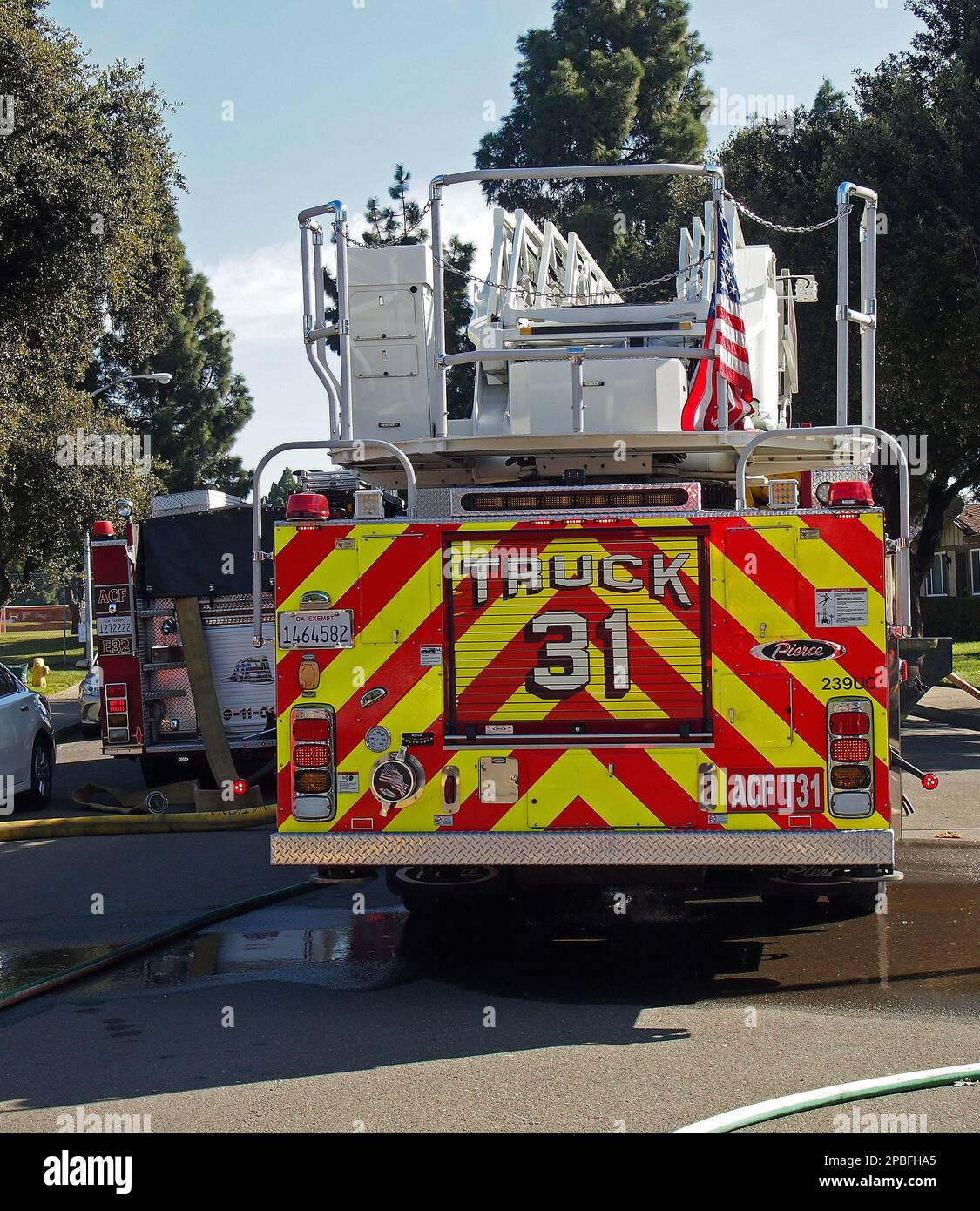 Alameda County fire trucks at a fire, California Stock Photo - Alamy