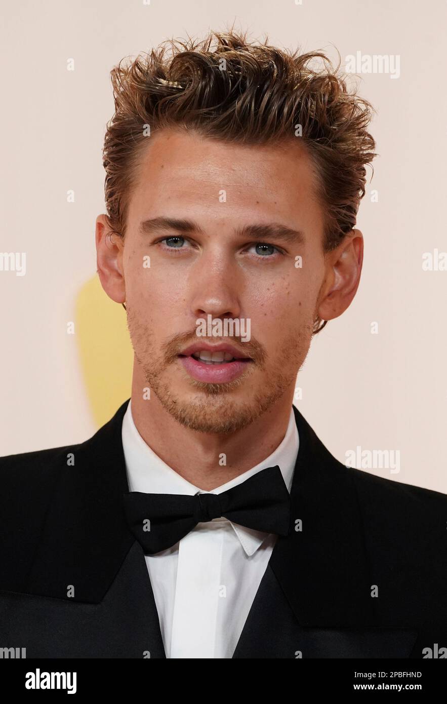 Austin Butler arrives at the Oscars on Sunday, March 12, 2023, at the ...